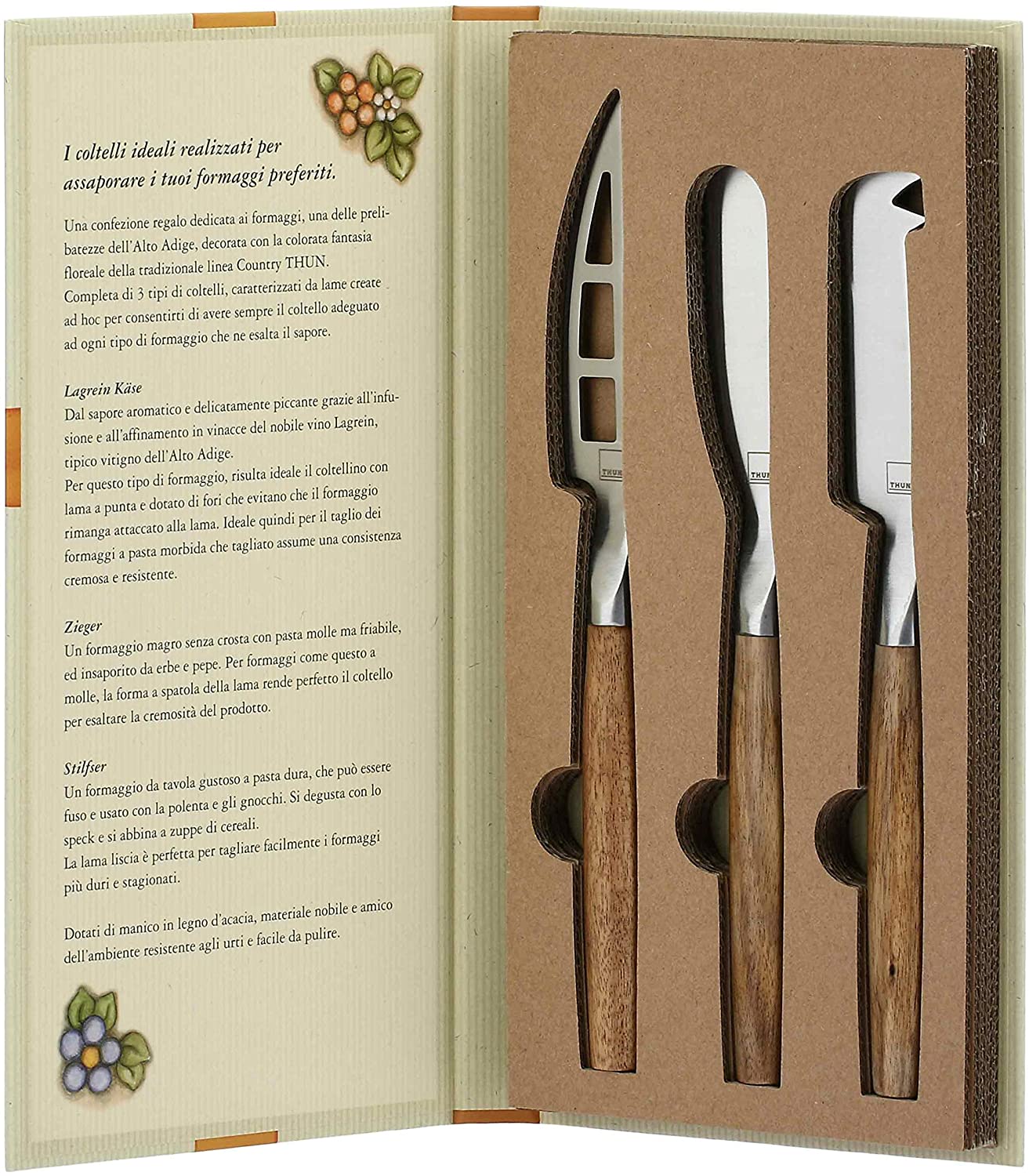 THUN ® - Set 3 Coltelli Per Formaggi Country - Legno - Scontify.net ...