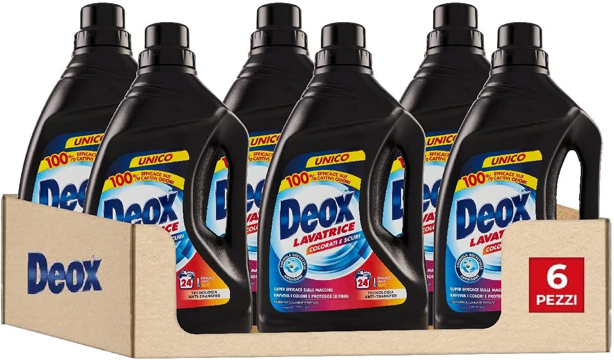 Deox - Detersivo Lavatrice Liquido Colorati E Scuri, 144 Lavaggi, Smacchia E Ravviva I Colori ...